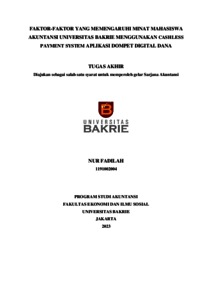 FAKTOR-FAKTOR YANG MEMENGARUHI MINAT MAHASISWA AKUNTANSI UNIVERSITAS BAKRIE MENGGUNAKAN CASHLESS ...